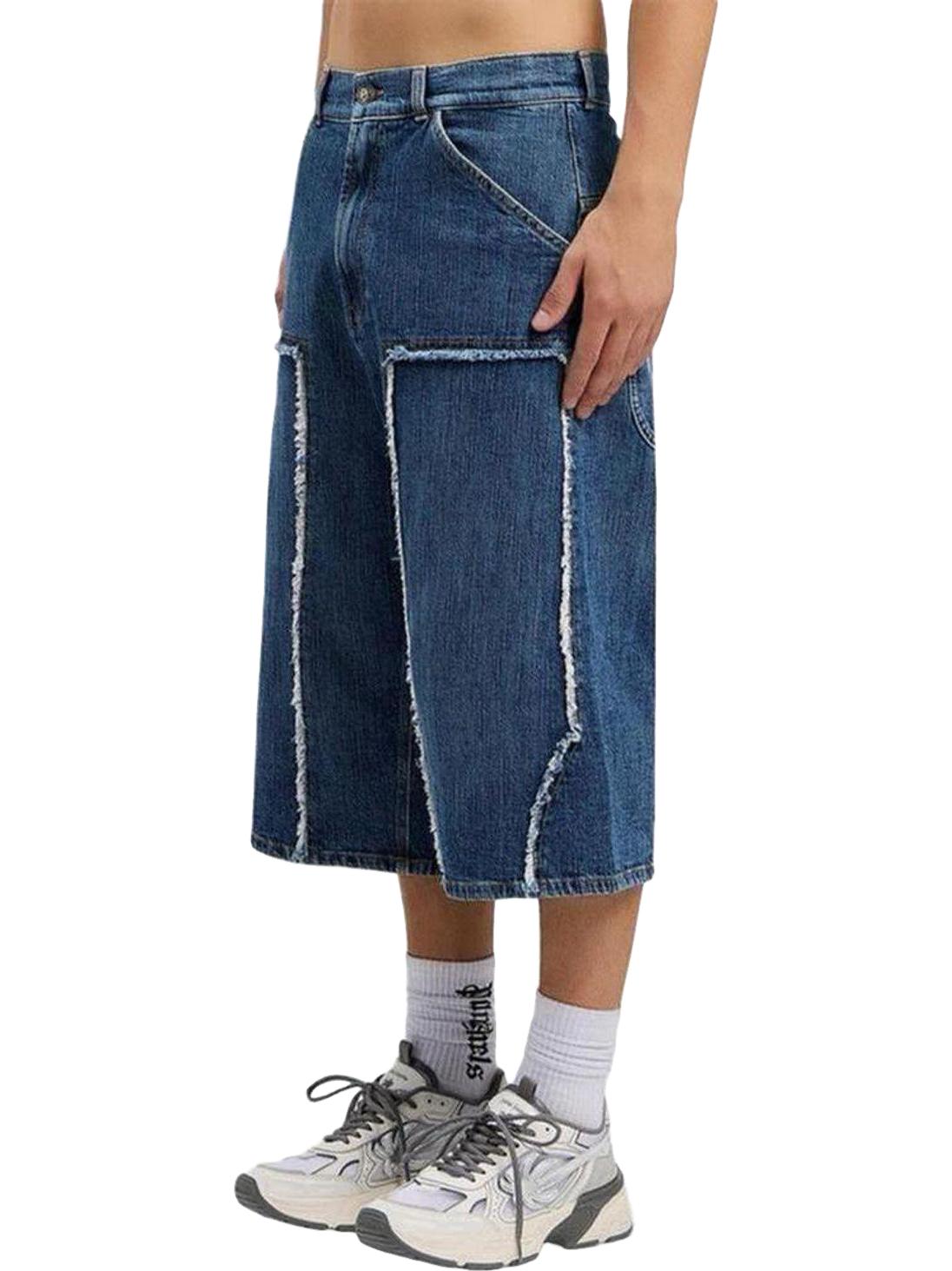 PALM ANGELS men & apos;s curved logo denim skater shorts